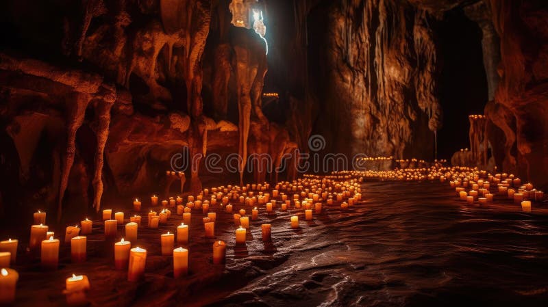 Illuminated Cavern with Molten Candles: a Captivating Scene for ...