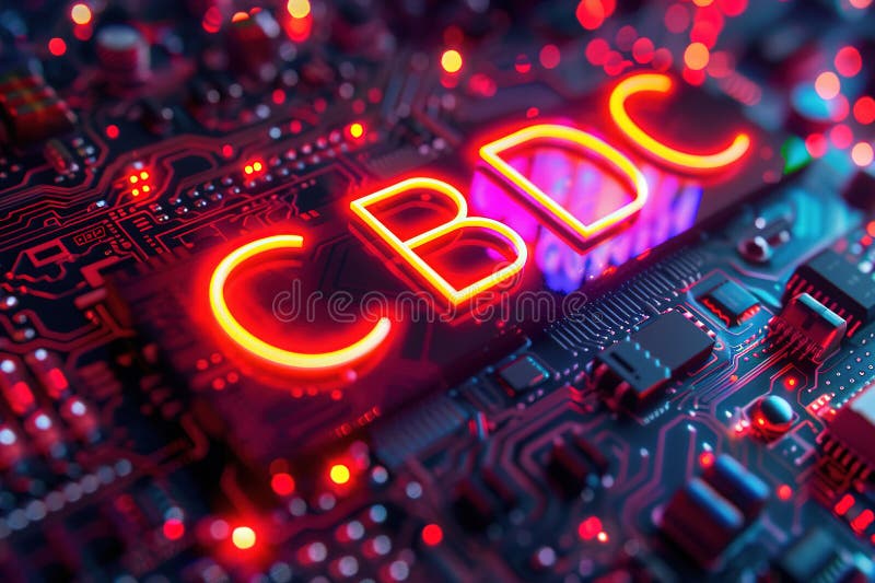 Illuminated CBDC Letters on High-Tech Digital Circuit Board - the ...