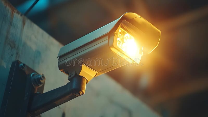 Illuminated CCTV Camera in Low Light Stock Illustration - Illustration ...