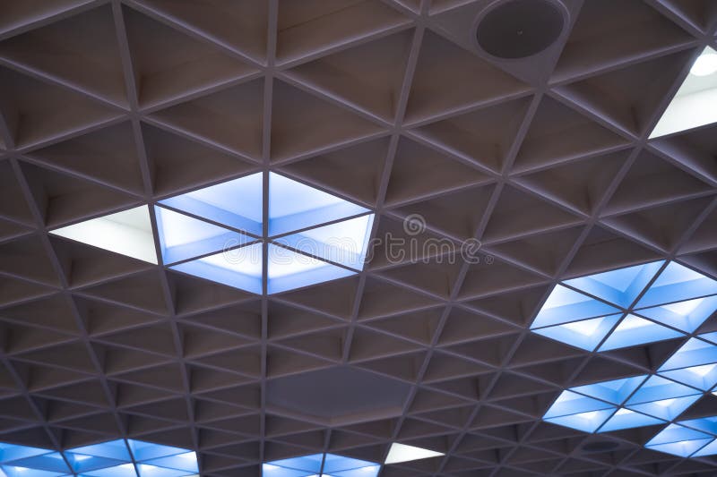 The Illuminated Ceiling of a Modern Design Hotel Seminar Room Has a ...