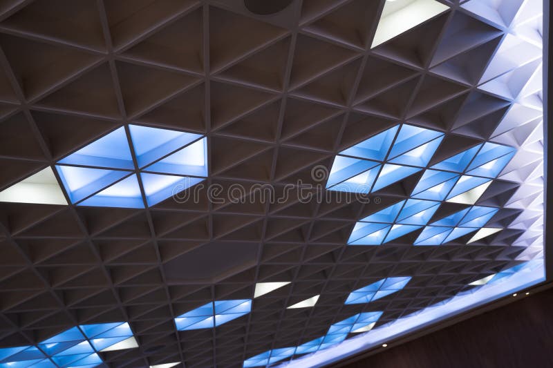 The Illuminated Ceiling of a Modern Design Hotel Seminar Room Has a ...