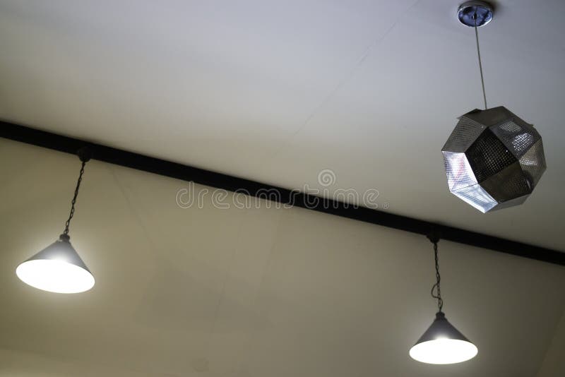 Illuminated Ceiling Warm Light Lamp Stock Image - Image of interior ...