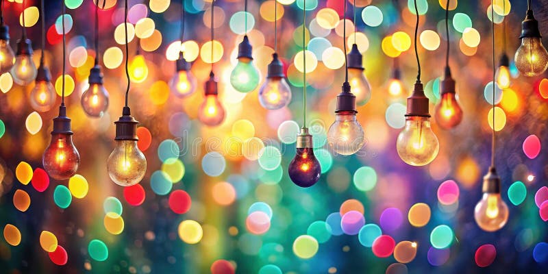 Illuminated Celebration Hanging String Lights with Vibrant Bokeh ...