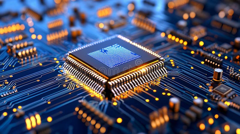 Glowing Gold Circuit Board Central Processing Unit Stock Photos - Free ...