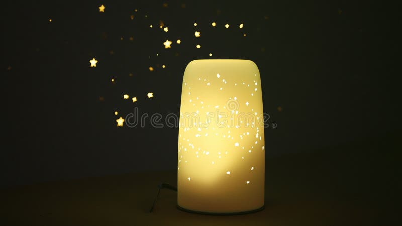 Illuminated Ceramic Table Lamp with Star Cutouts Nightlight Decor Stock Photo - Image of ceramic ...