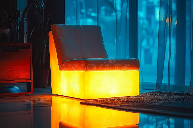 Illuminated Chair in Interior. Light Up Armchair in the Living Room ...
