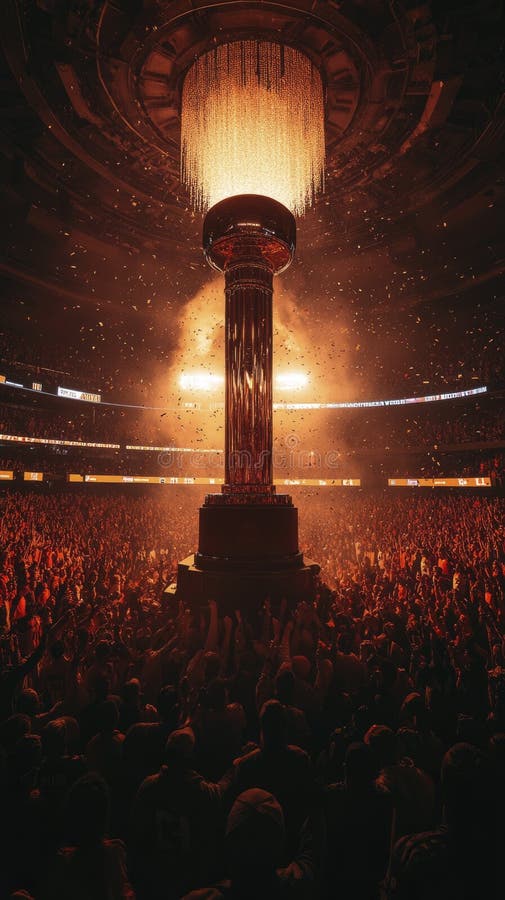 Illuminated Championship Trophy Display with Dramatic Lighting and ...