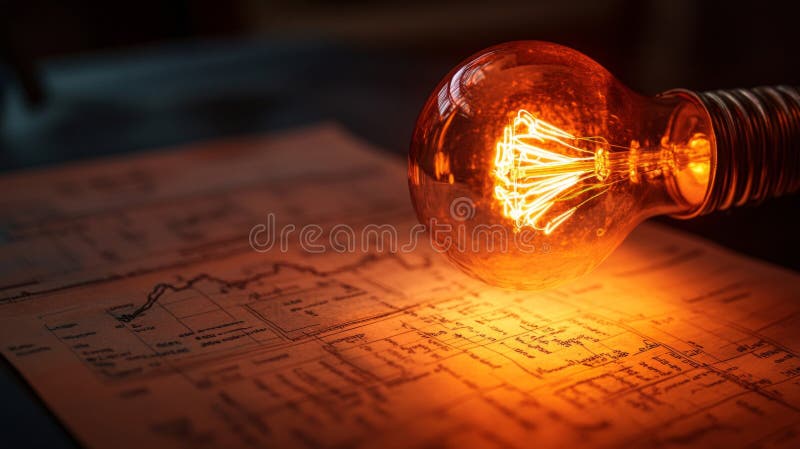 Illuminated Chart with a Glowing Light Bulb Stock Illustration ...