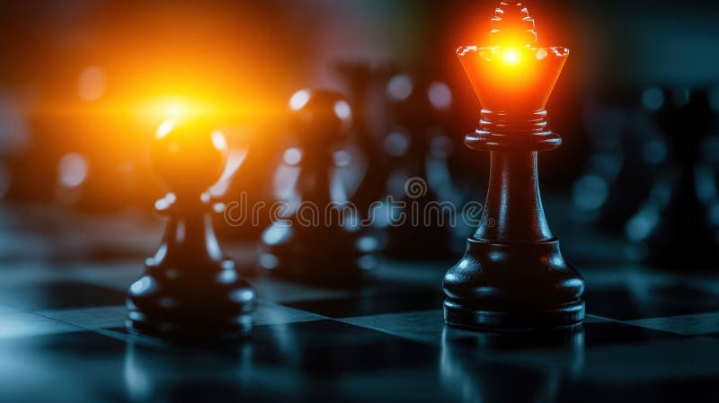 Illuminated Chess King in Strategic Board Game Setting Stock Photo ...