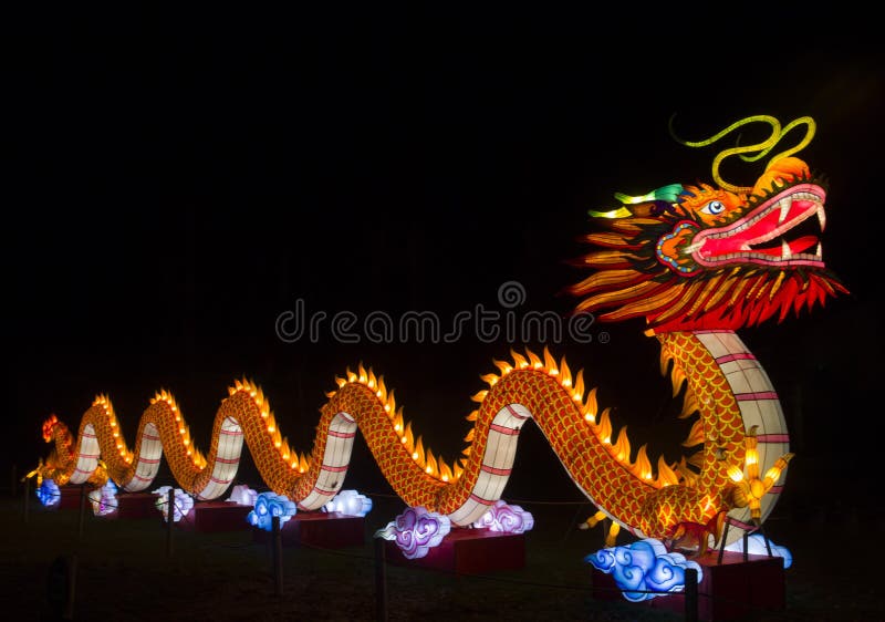 Chinise Dragon Lightobject in the Night Editorial Stock Image - Image ...
