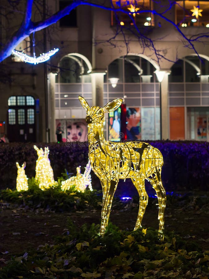 Illuminated Christmas Reindeer Light Decorated Editorial Stock Image ...