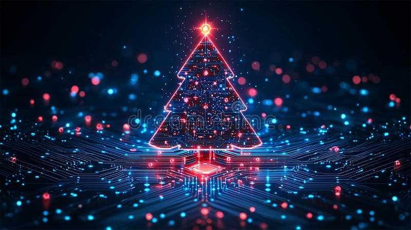 Abstract Technology Christmas Tree Stock Illustration - Illustration of ...