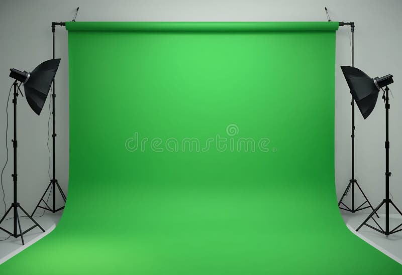 Illuminated Chroma Key Backdrop: Studio Setup with Lights for Digital ...