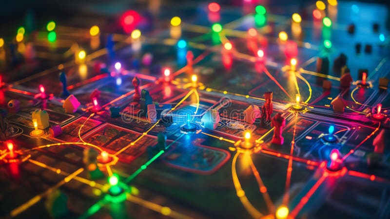 Illuminated Circuit Board with Colorful Lights and Components ...