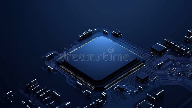 Illuminated Circuit Board Design with Front View and Area for Text ...