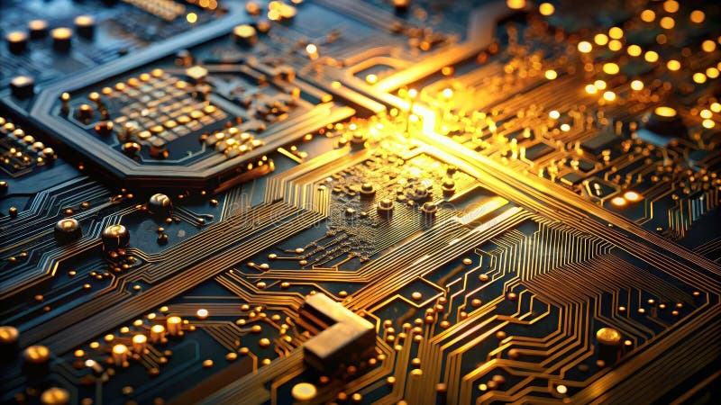 Illuminated Circuit Board Intricate Pathways of Technological ...