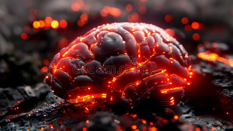 Illuminated Circuit Brain Symbolizing Advanced AI and Neural Network ...