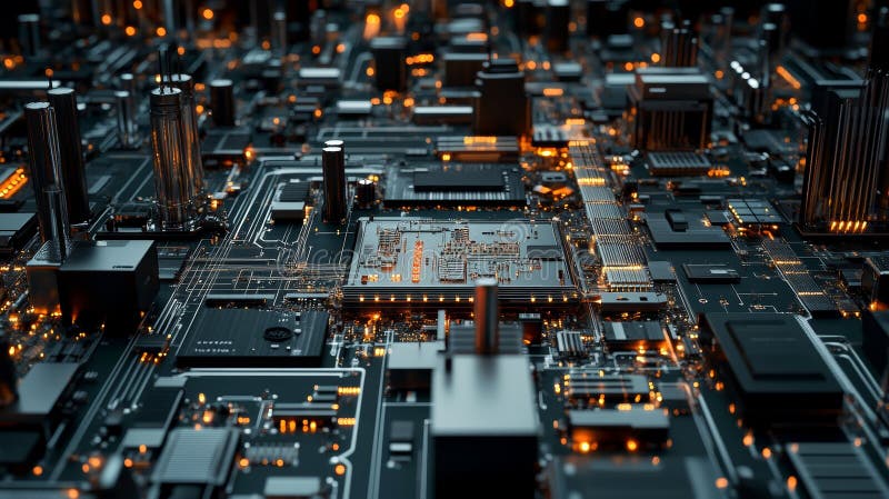 Illuminated Circuitry a Network of Glowing Pathways on a Dark ...