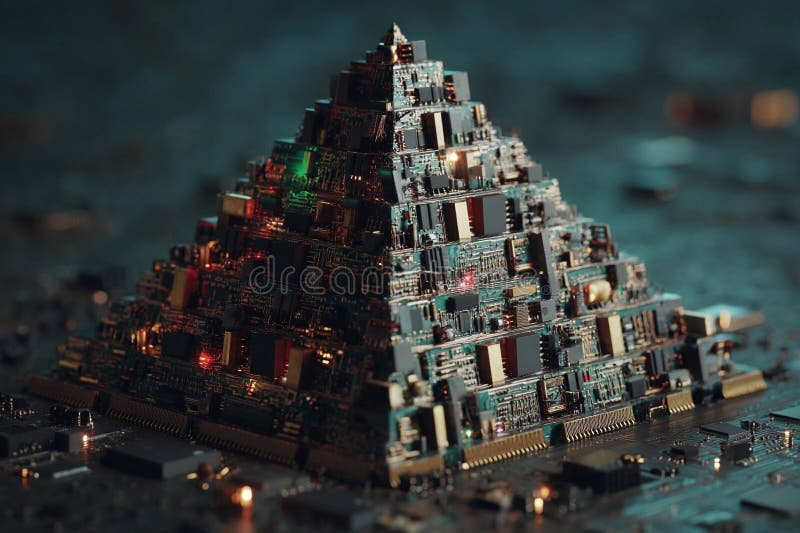 Illuminated Circuitry Pyramid Showcasing the Beauty of Electronics ...