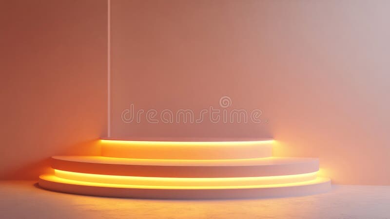 Illuminated Circular Platform with Three Levels Stock Illustration ...
