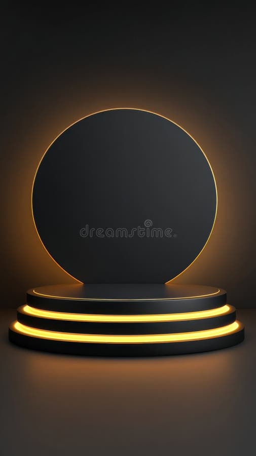 Illuminated Circular Stage: a Modern Architectural Design. the Dark ...