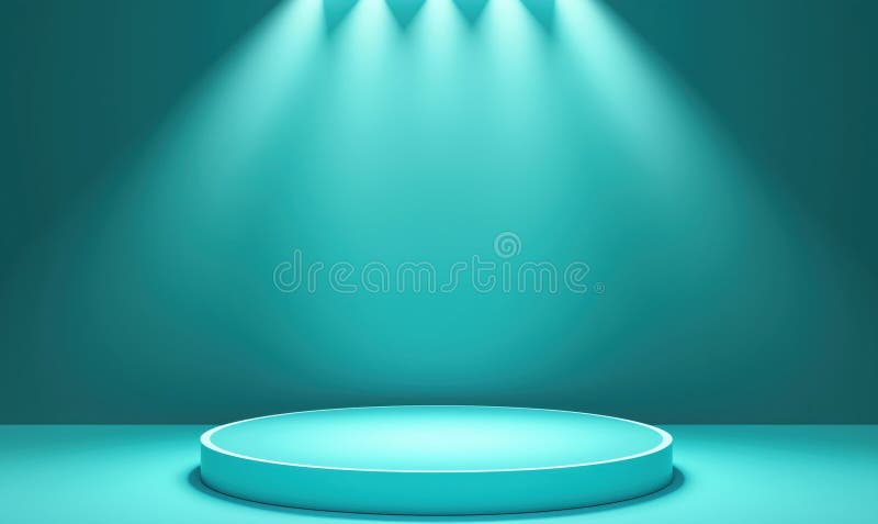 A Spotlight Beams on a Circular Stage in a Dim Venue for a Performance ...