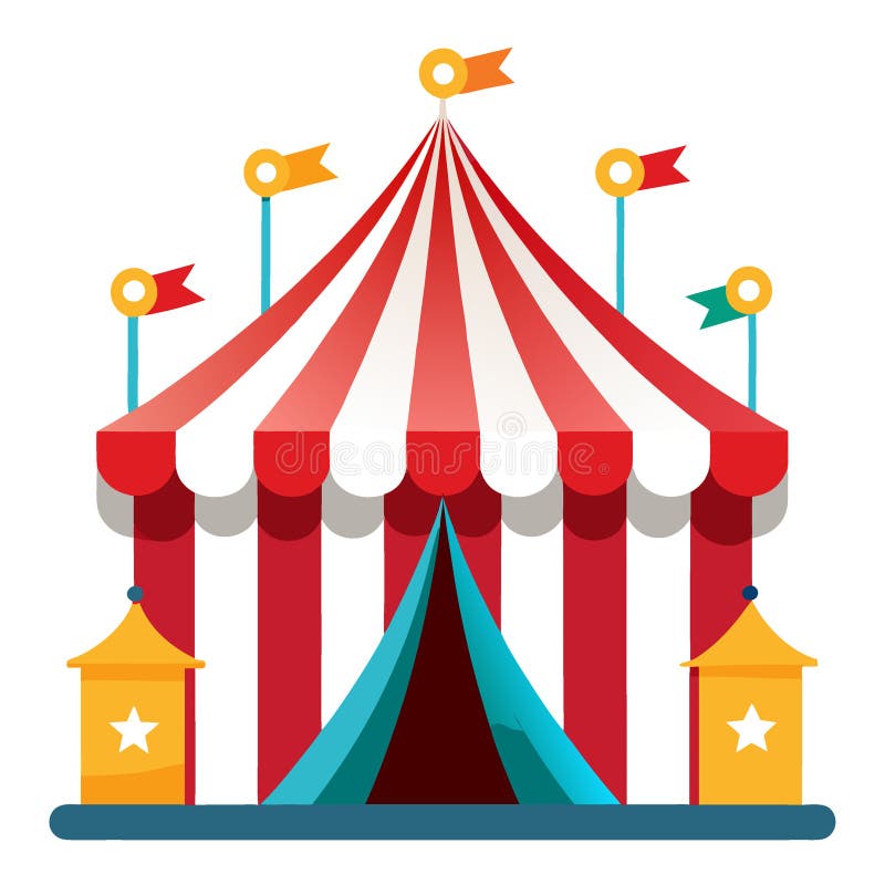 Illuminated Circus Tent with Stage Lights and Spotlights. 3d Render ...