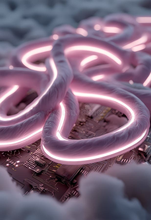 Illuminated Cloud Circuits with Abstract Symbol of Connectivity and ...