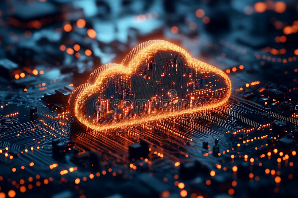 Illuminated Cloud Computing Data Center Abstract Digital Network ...