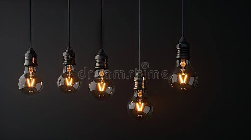 Illuminated Cluster: a Creative Display of Hanging Light Bulbs Stock ...