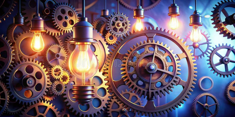 Illuminated Cogs a Symphony of Mechanical Ingenuity and Brilliant Ideas ...
