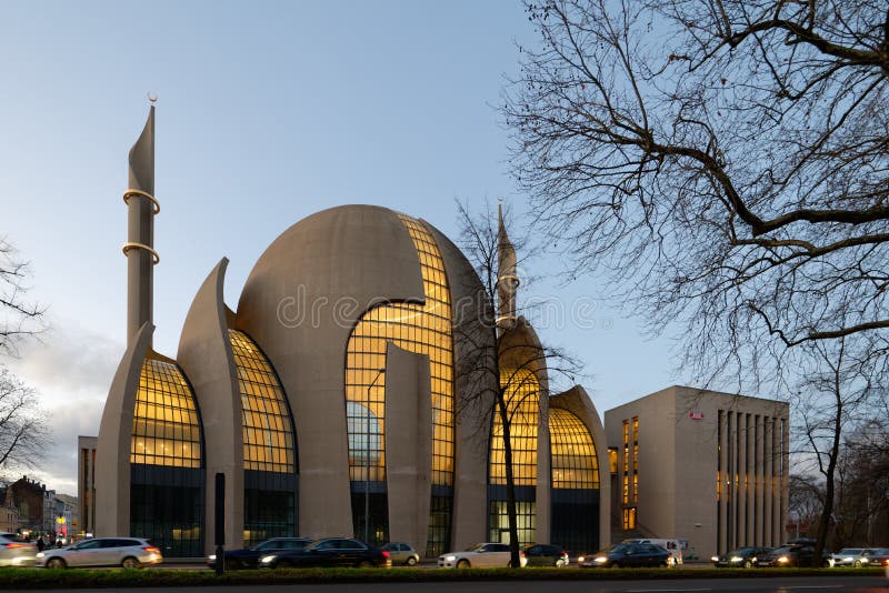 Illuminated Cologne Central Mosque Editorial Stock Image - Image of ...