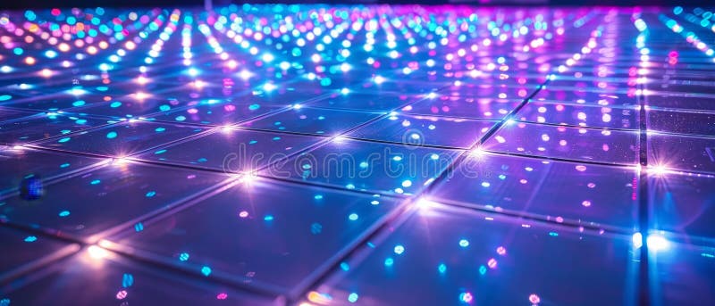 Illuminated Colorful Led Lights On A Grid Creating A Vibrant And