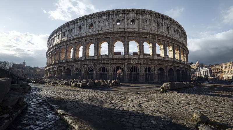 Illuminated Colosseum at Night Rome Architectural Historic Site ...