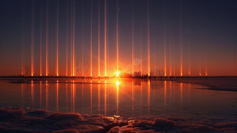 Illuminated Columns of Light Radiating from the Sun Creating a Surreal ...