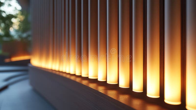 Illuminated Columns Warm Glow Modern Architectural Design Stock Photos ...
