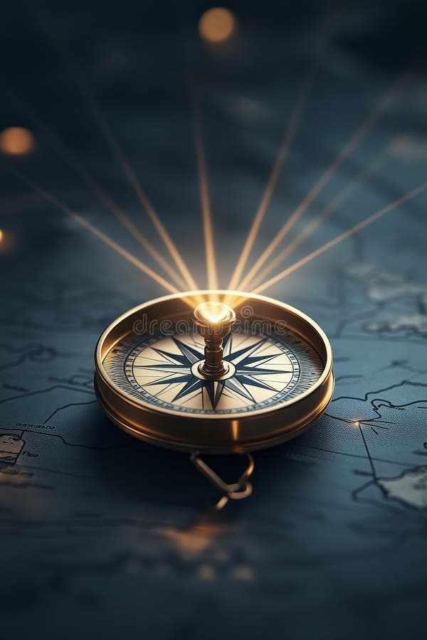 Illuminated Compass Over an Enigmatic Map: Guiding the Journey through ...