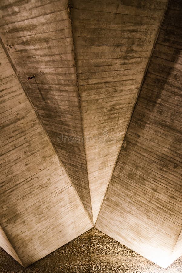 Illuminated Concrete Ceiling. Old Textured Built Structure Stock Image ...