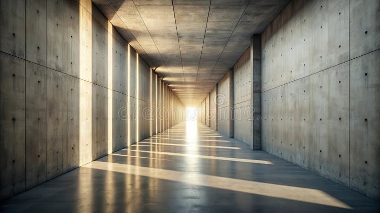 Illuminated Concrete Corridor a Pathway To Light and Architectural ...
