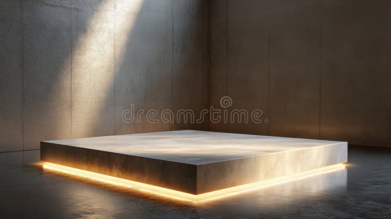 Illuminated Concrete Platform in Industrial Setting Stock Illustration ...