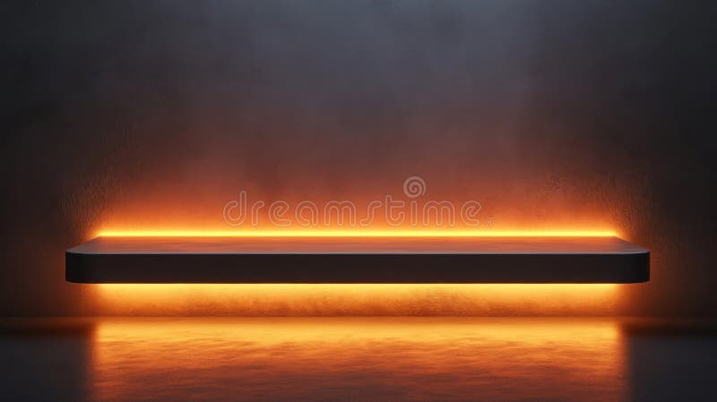 Illuminated Concrete Shelf with Orange Glow Stock Illustration ...