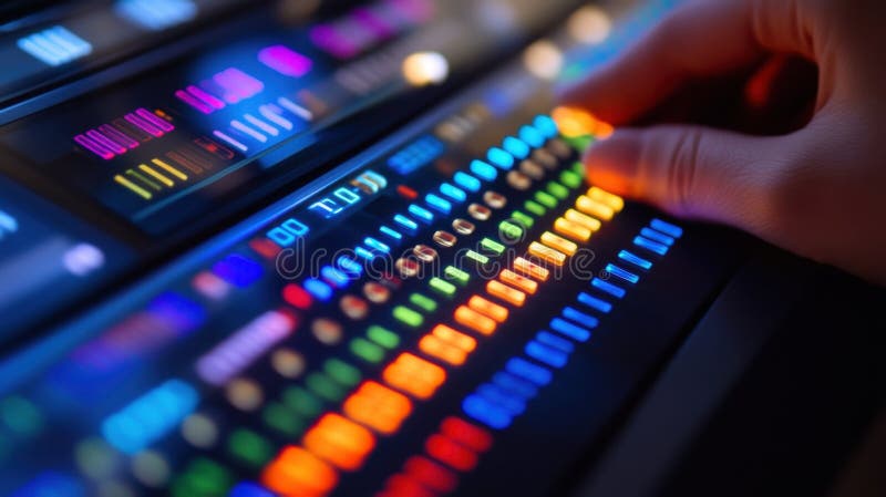 Illuminated Control Panel Displaying Scientific Data Stock Photos ...