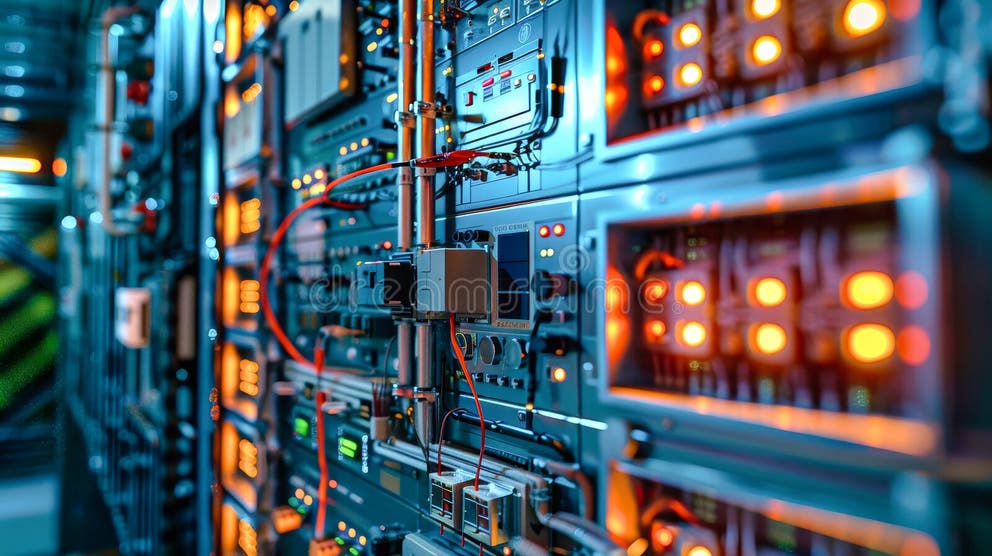 Illuminated Control Panel Reveals Complex Electrical Wiring and ...