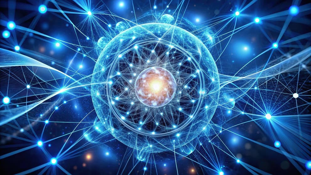 Illuminated Core of a Complex Network System a Glowing Orb at the ...