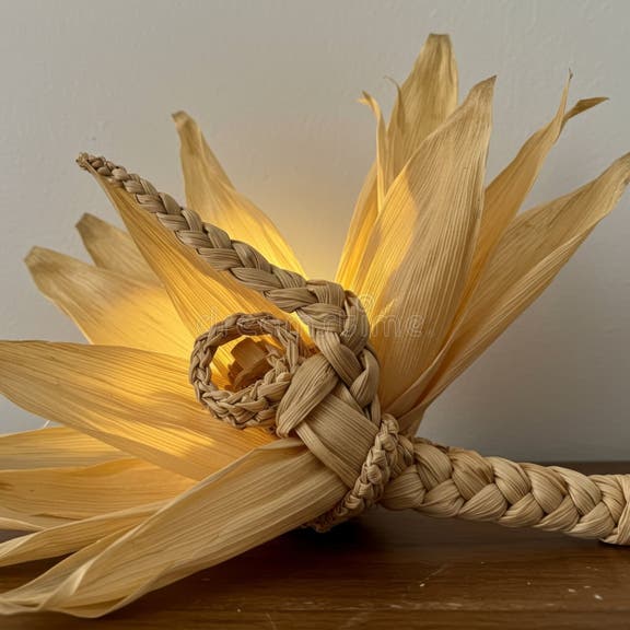 Illuminated Corn Husk Braid Lamp Stock Illustration - Illustration of ...