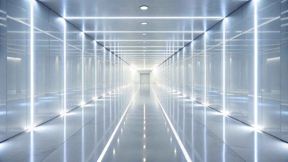 Illuminated Corridor a Modern Architectural Interior Design with Bright ...