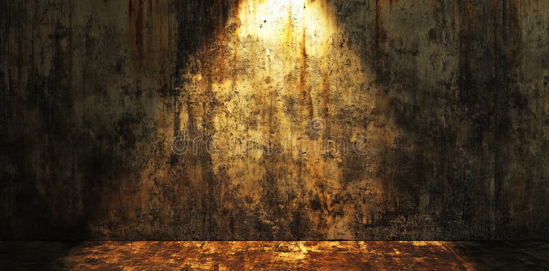 In the Illuminated Corroded Chamber, Rust-covered Walls and a ...