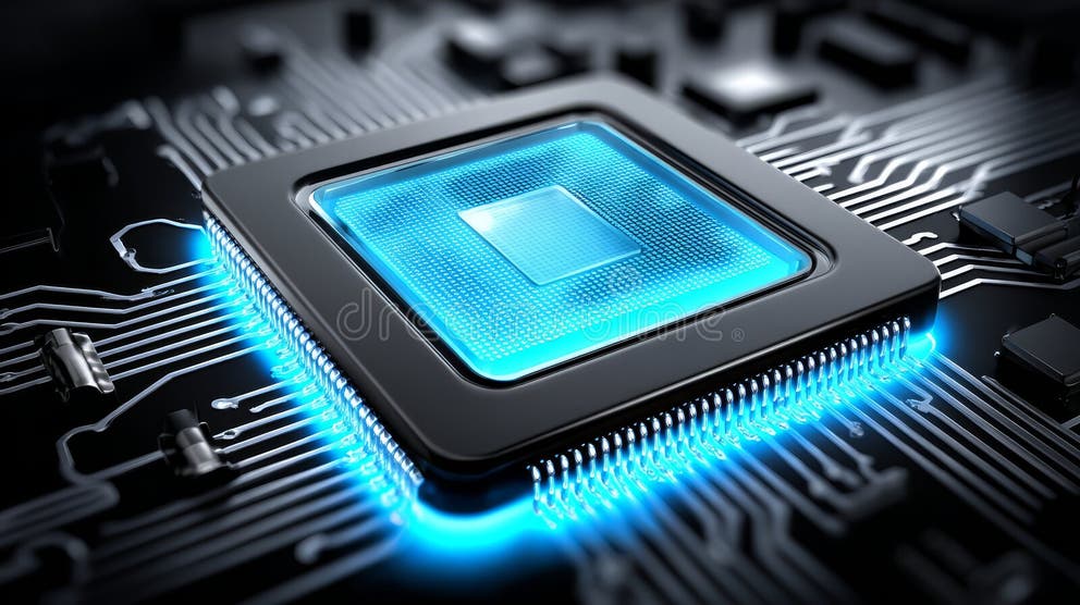 Illuminated Cpu Chip, a Glimpse into Modern Computing Power and Technological Innovation Stock ...