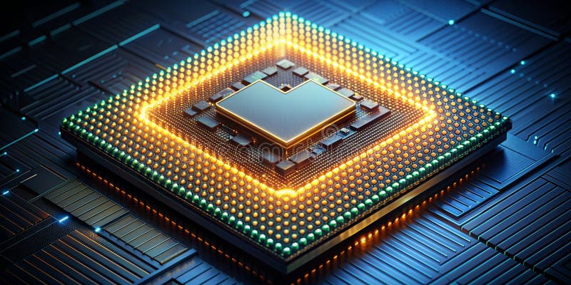 Illuminated CPU Heart of Computing Power AI-Created Content Stock Image ...