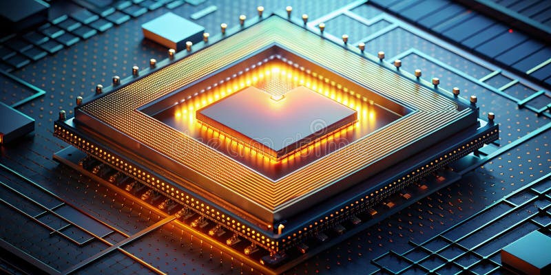 Illuminated CPU Heart of Computing Power Creative AI Stock Illustration ...